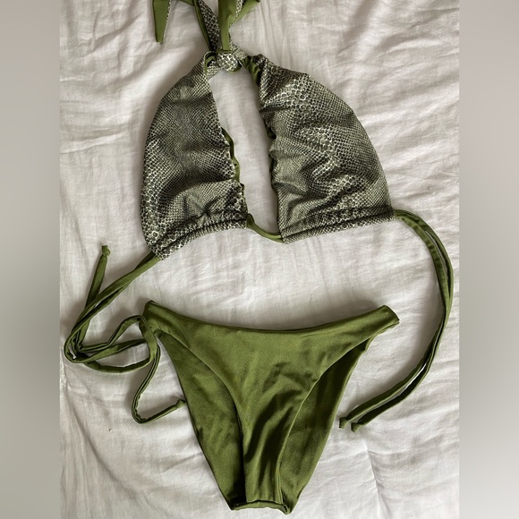 Swim | Sage Green Snake Print Bikini | Poshmark
